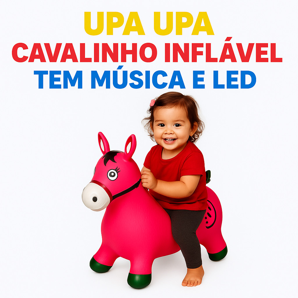 Cavalinho Inflável Upa Upa com Som e LED – Brinquedo Infantil Pocotó ...