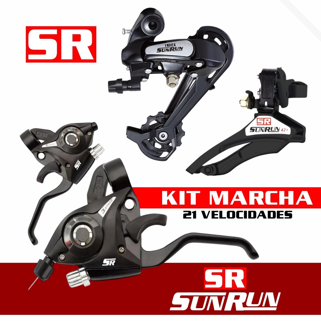 Kit Marcha Bike 21 Velocidades SunRun Cambio Dianteiro e Traseiro ...