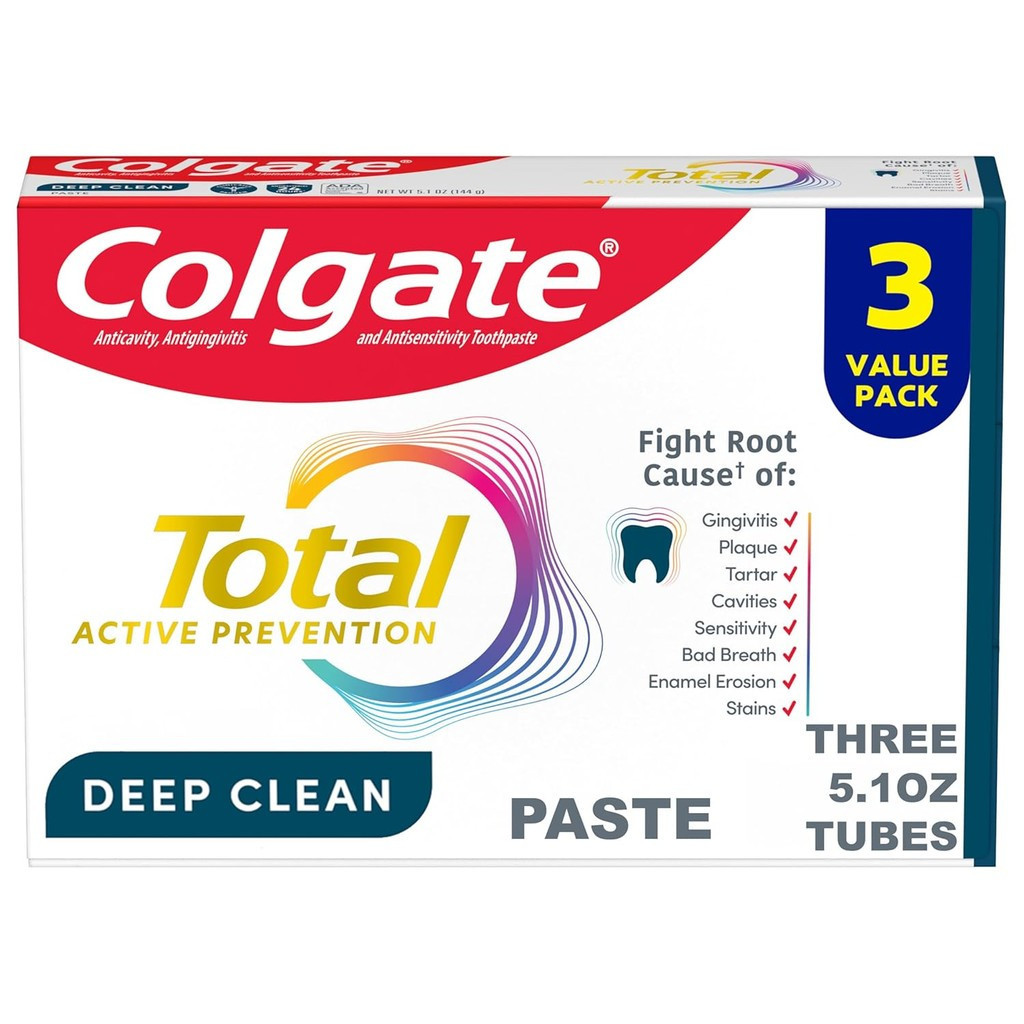 Colgate Total Active Prevention Deep Clean Toothpaste, Anticavity Fluoride Toothpaste ...