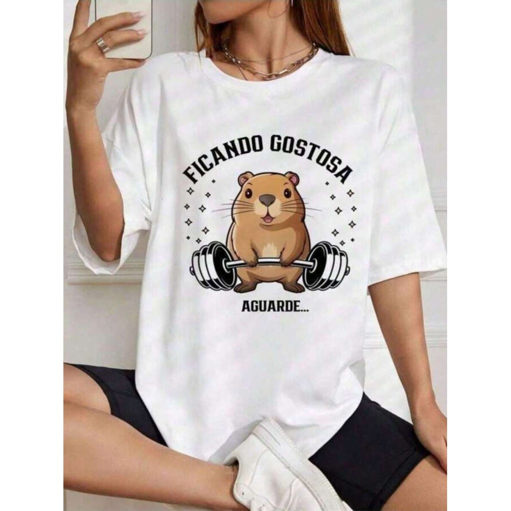 Camiseta de academia CAPIVARA, FICANDO GOSTOSA, camisa de treino ...