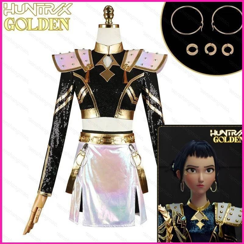 PS2 K-Pop Demon Hunters HUNTR/X Zoey Preto Ouro Traje Teatral role play ...