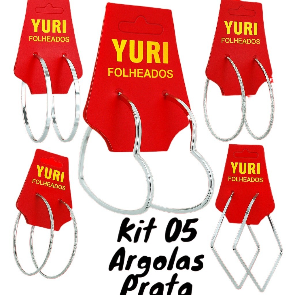 Conjunto 5 Pares de Argolas Variadas – Banhado a Prata 925 + Garantia ...