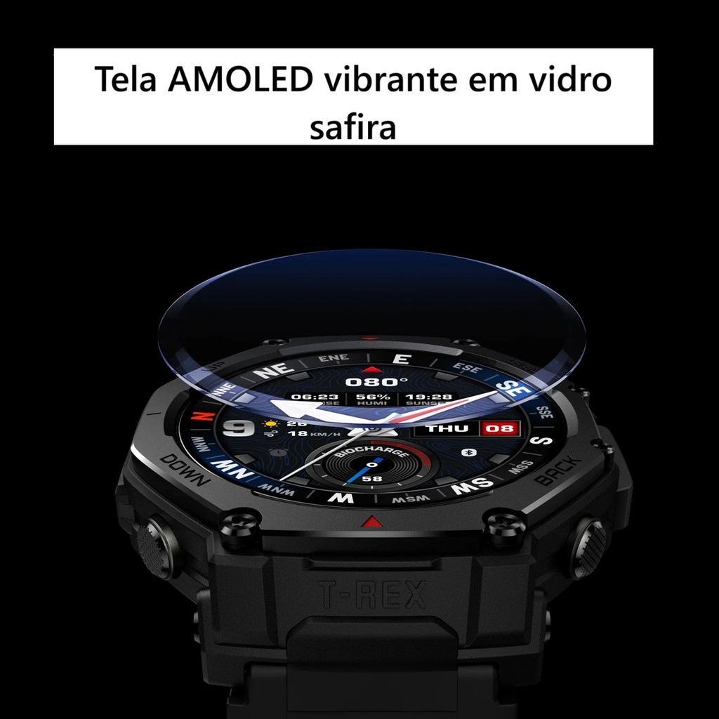 Smartwatch Amazfit T-REX 3 PRO Gps Integrado, Tela Amoled, Titânio 48mm ...