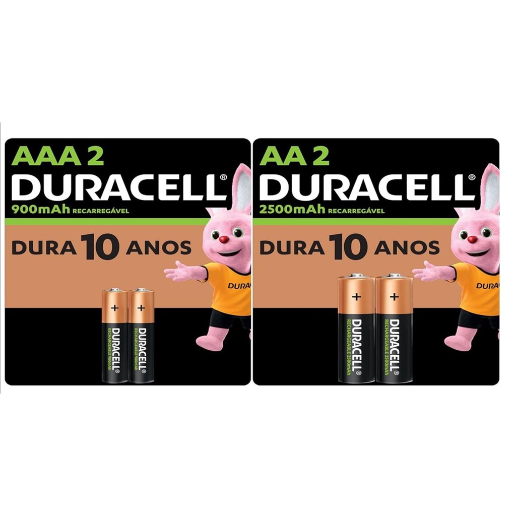 Kit Pilhas Recarregáveis AA e AAA Duracell com 2 unidades | Shopee Brasil