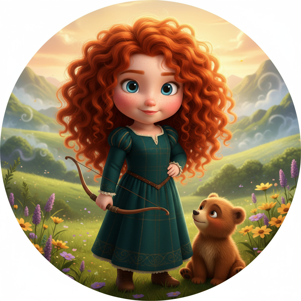 Painel Redondo Merida Baby Cute | Valente | Princesas | Tecido Premium ...
