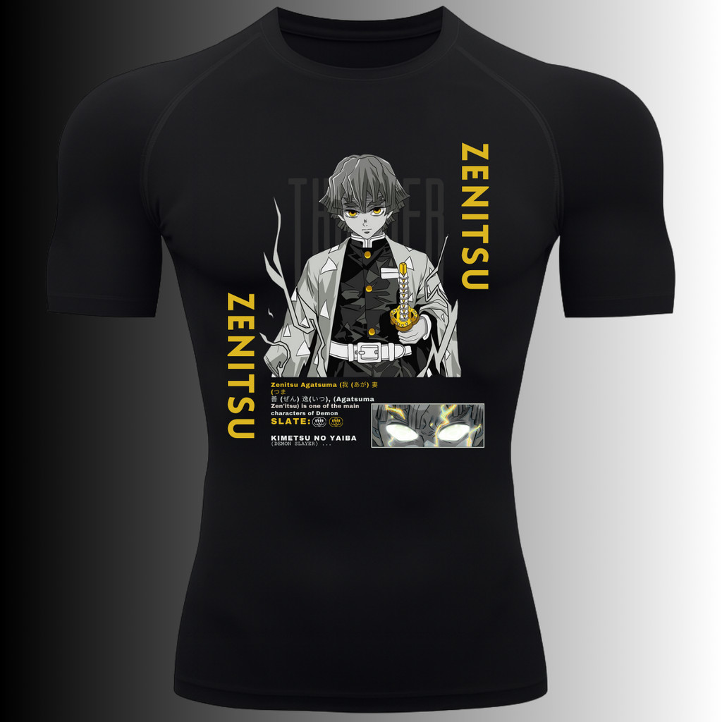 Camiseta Compressão Curta Anime Demon Slayer Kimetsu No Yaiba Zenitsu ...