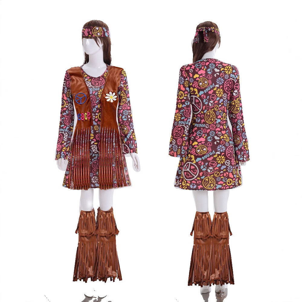 Fantasia de hippie feminina retrô fantasia de hippie fantasia de ...
