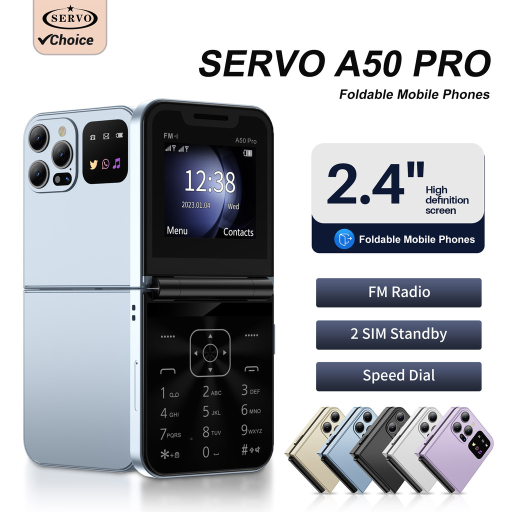 SERVO A50 Pro Dobrável Celular Cartão SIM Duplo GSM Tocha Elétrica ...