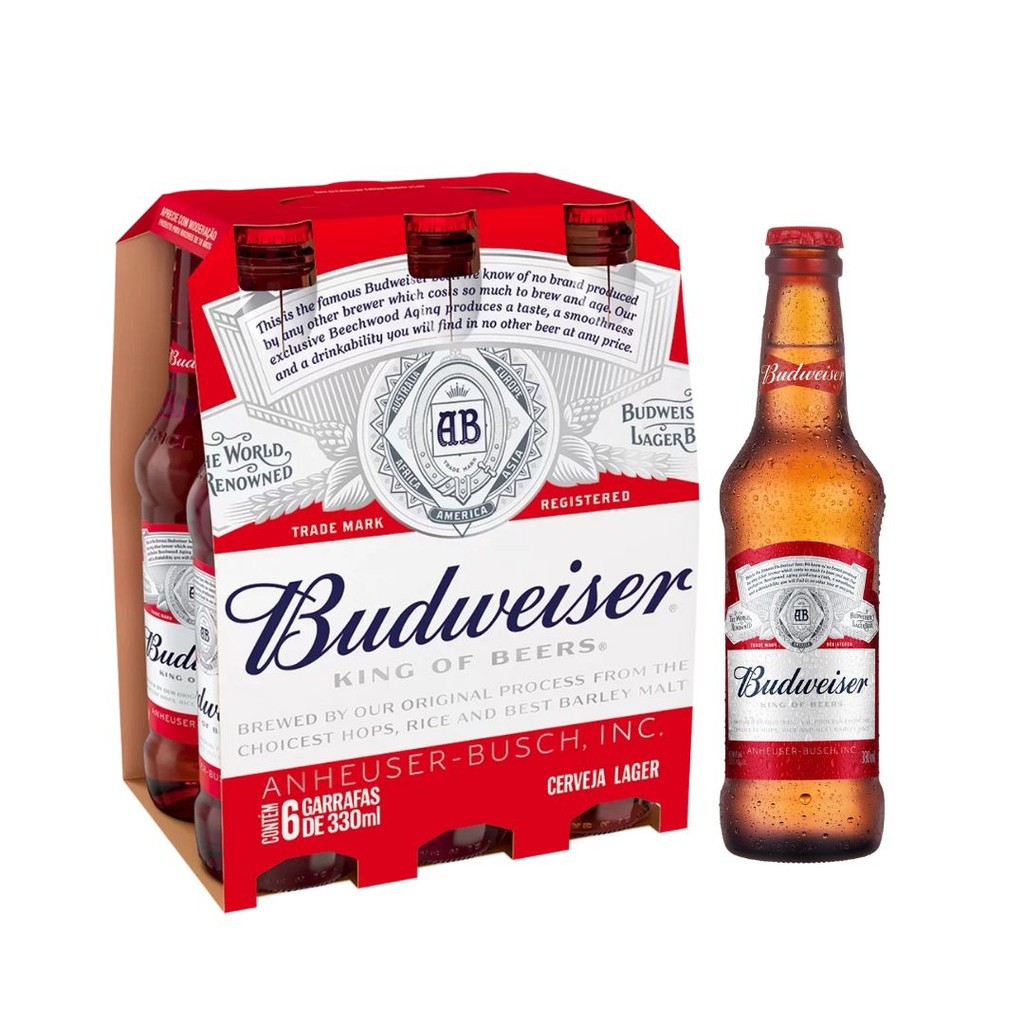 Cerveja Budweiser Long Neck 330ml - 6 unidades | Shopee Brasil