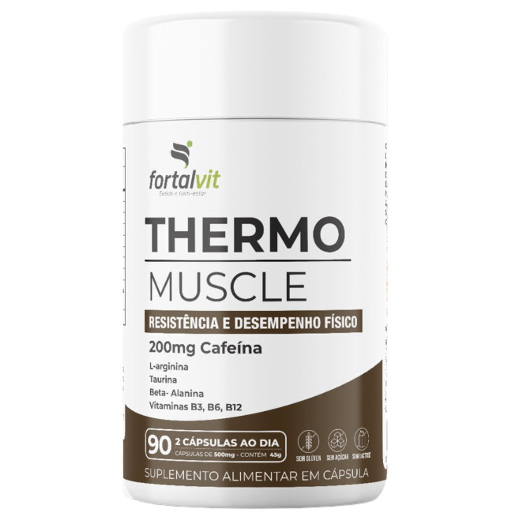 Thermo Muscle Pré-Treino, 90 Cáps, 200mg Cafeína, L-Arginina, Taurina ...