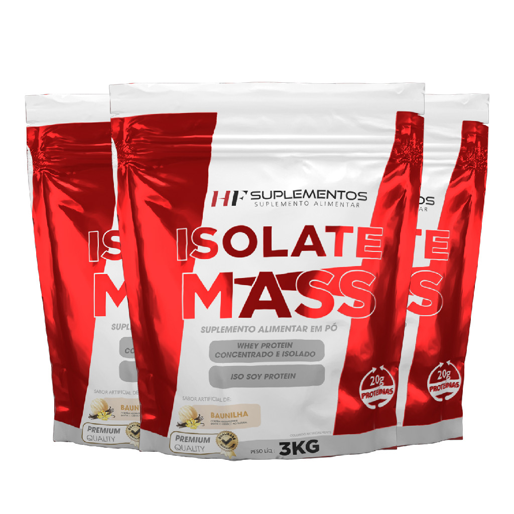Super Kit 3x Isolate Mass Hipercalórico 3kg Baunilha – Ganho de Peso e ...