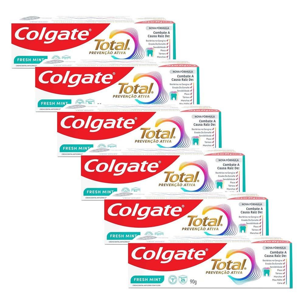 Kit Creme Dental Colgate Total Fresh Mint 90g com 6 unidades | Shopee ...