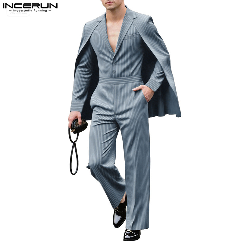 INCERUN Masculino Vintage High End Design Terno Pescoço Manga Longa ...