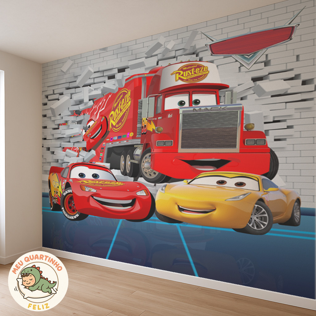 Papel de Parede Tema Carros Relampago Macqueen para quarto de menino ...