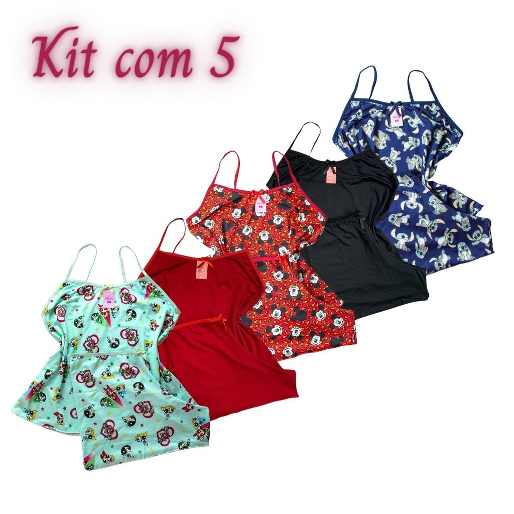 Kit 5 Short Doll Feminino Microfibra Adulto Sortidos Conforto | Shopee ...
