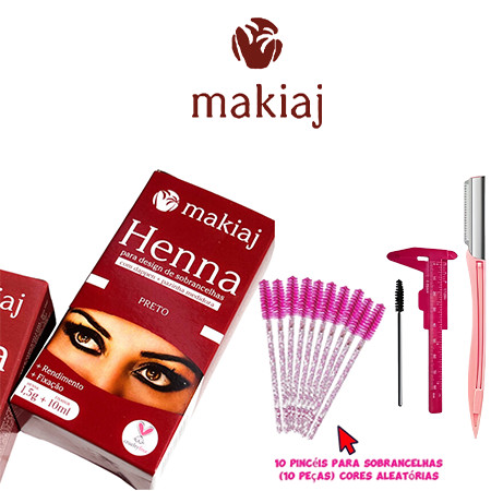 Kit Makiaj: Henna Natural + Régua + Lâmina + 10 Minipincéis - Resultado ...