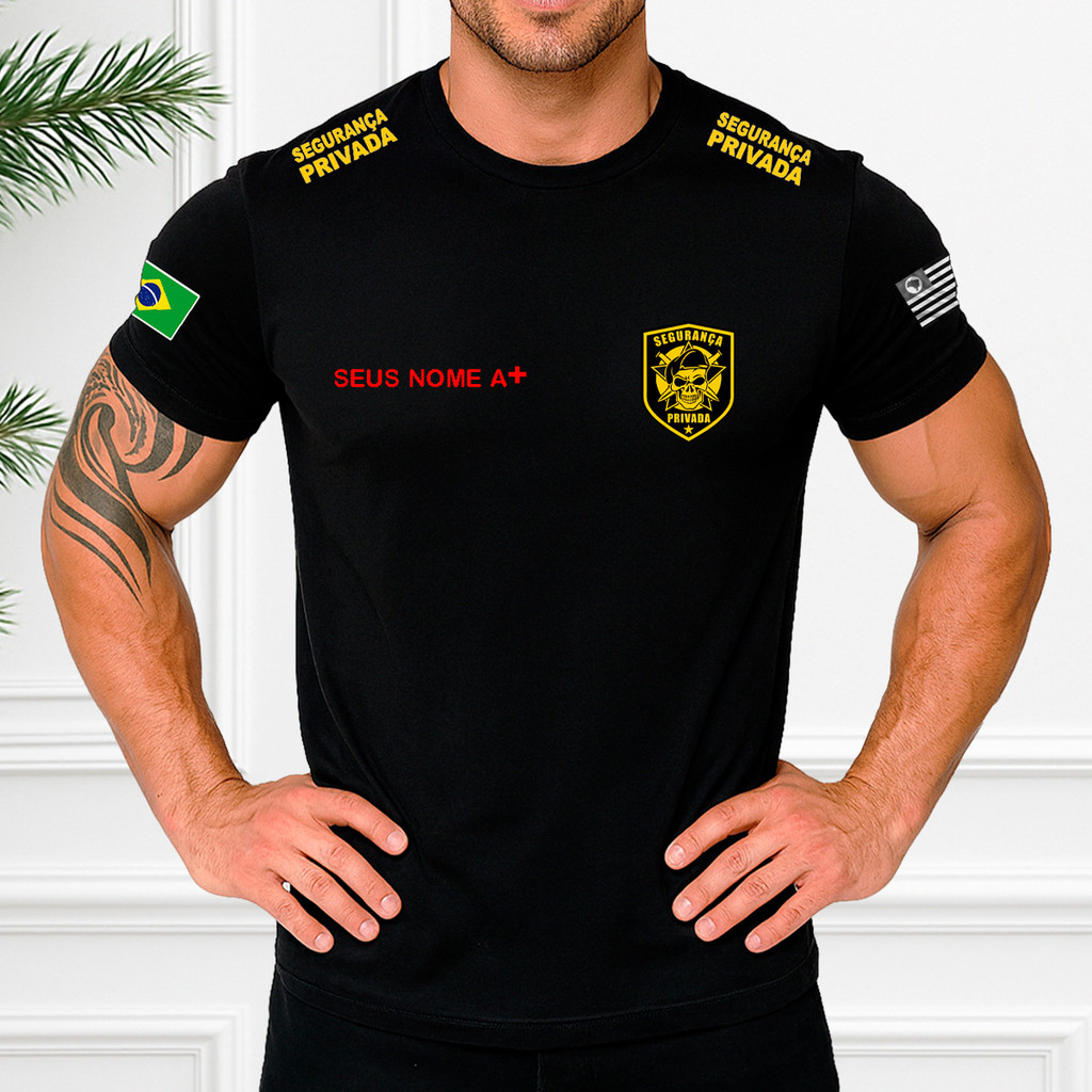 Camiseta Masculina Básica 100% Algodão Personalizada Segurança Privada ...