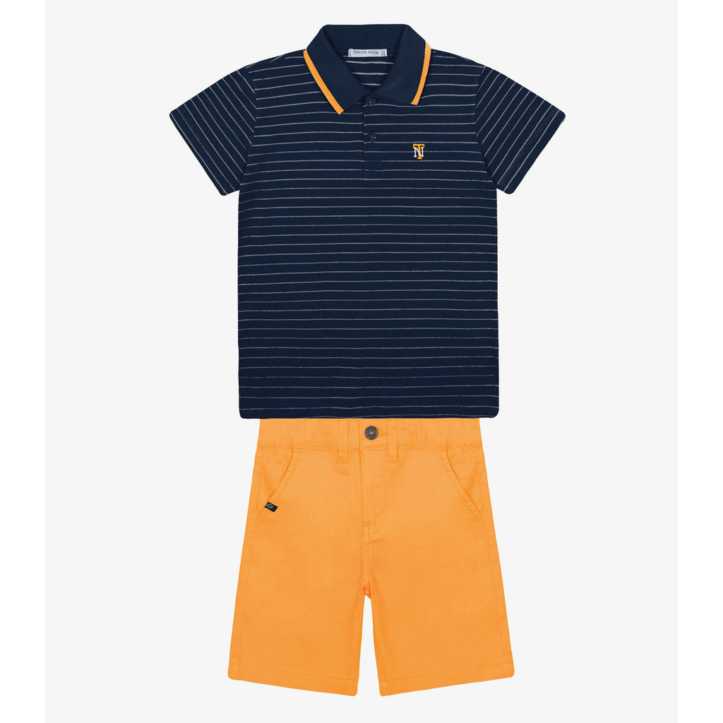 Conjunto Polo Com Bermuda Masculino Trick Nick Azul | Shopee Brasil