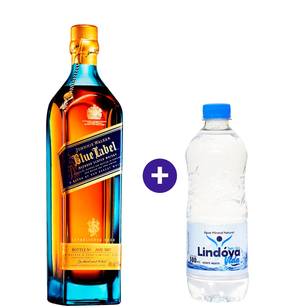 Combo Whisky Johnnie Walker Blue Label 750ml + Água Mineral Lindóya Sem ...