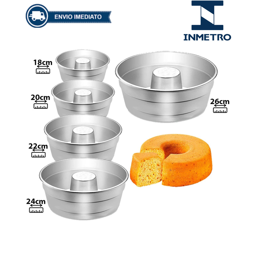 Forma de Bolo 10, 12, 14, 16, 18,20,22,24cm Com Furo Central Ideal Para ...