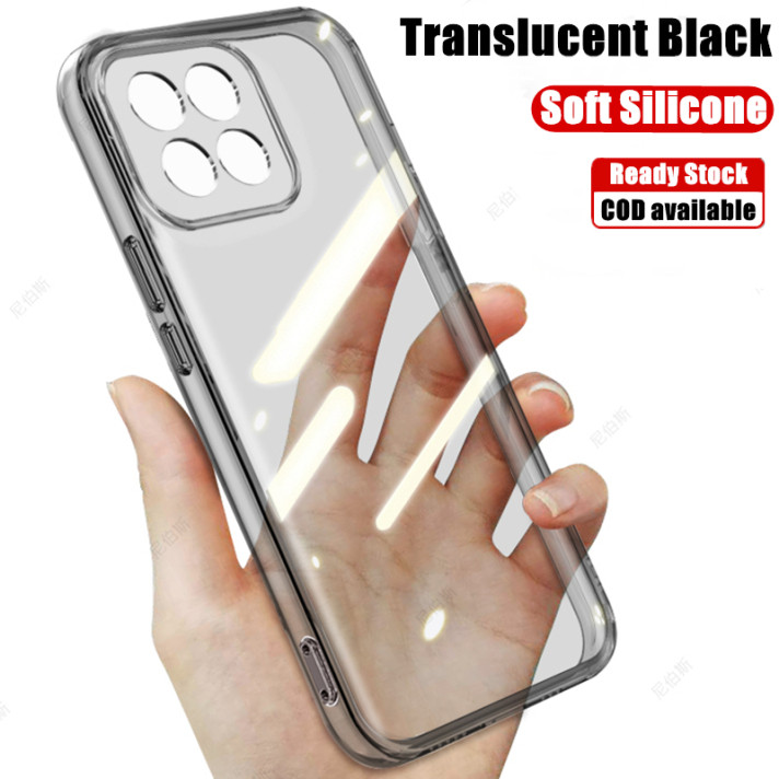 Para Huawei Honor X5B X5B Plus GFY-LX2 LX2P Macio Translúcido Preto Silicone Flexível À Prova De ...