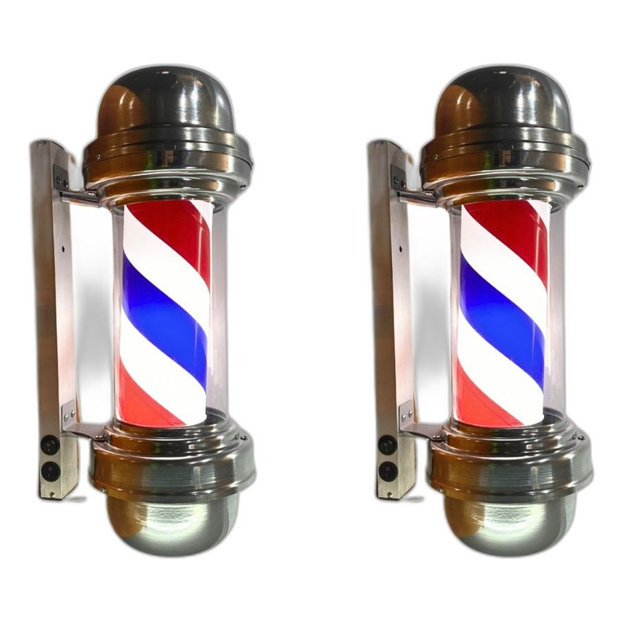 Kit 2 Barber Pole Poste Barbearia Giratório Led 50cm | Shopee Brasil