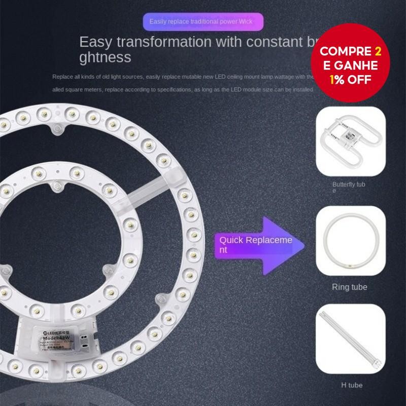 Novo 【Entrega em 2 Dias】Módulo de Luz LED Redondo de 48W para ...