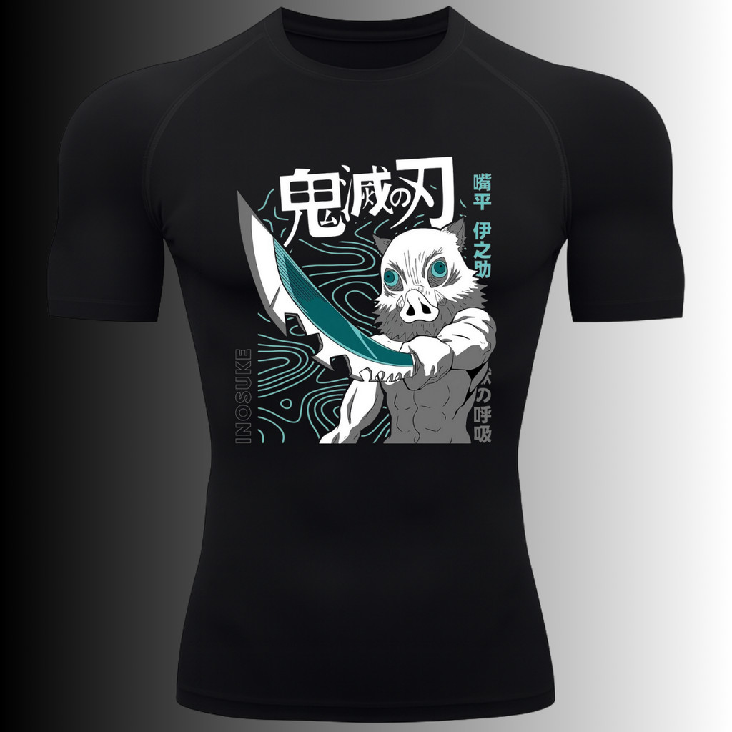Camiseta Compressão Curta Anime Demon Slayer Kimetsu No Yaiba Inosuke ...