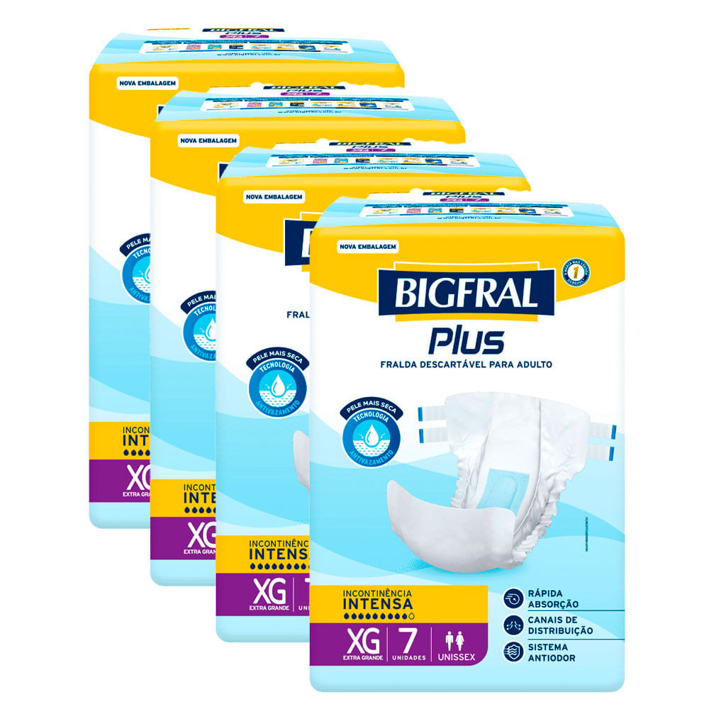 Kit 4 Fralda Bigfral Plus XG 7 Unidades | Shopee Brasil