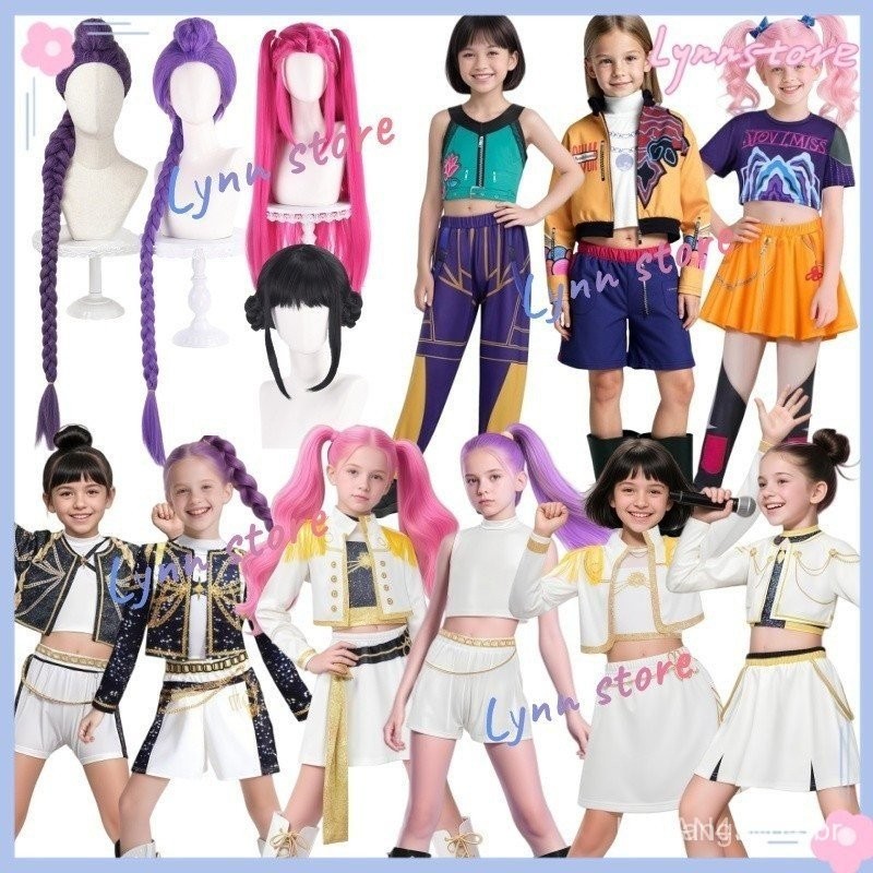 Fantasia de Cosplay K-POP DEMON HUNTERS RUMI ZOEY MIRA Uniformes Peruca ...