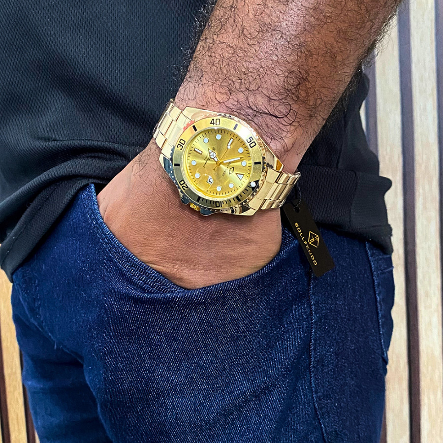 Relógio Masculino Submarinador Ouro E Verde Masculino, com caixa ...