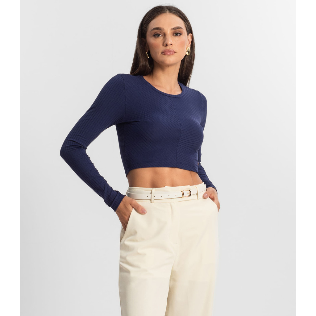 Blusa Feminina Manga Longa Endless Azul | Shopee Brasil
