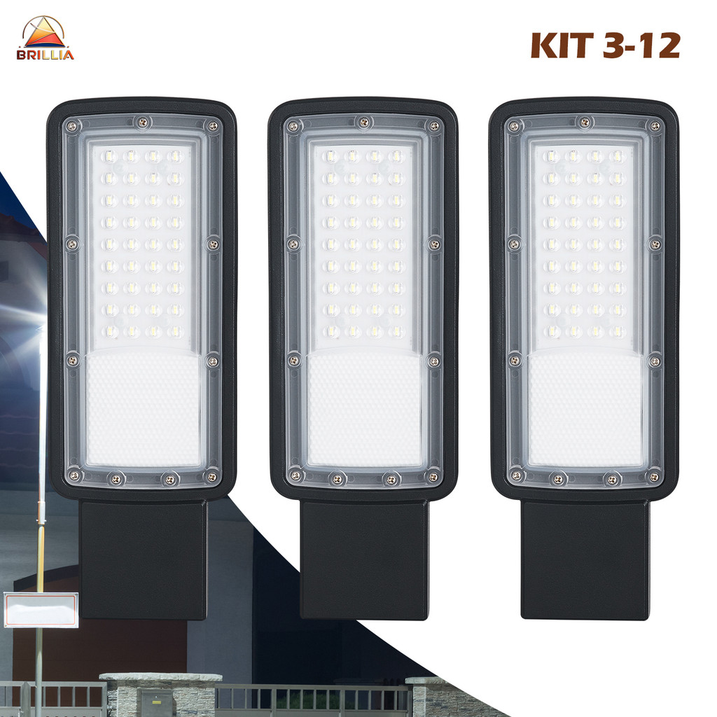 Kit 3 a 12 Luminária LED Postes 100W IP66 Alta Potência Economia ...