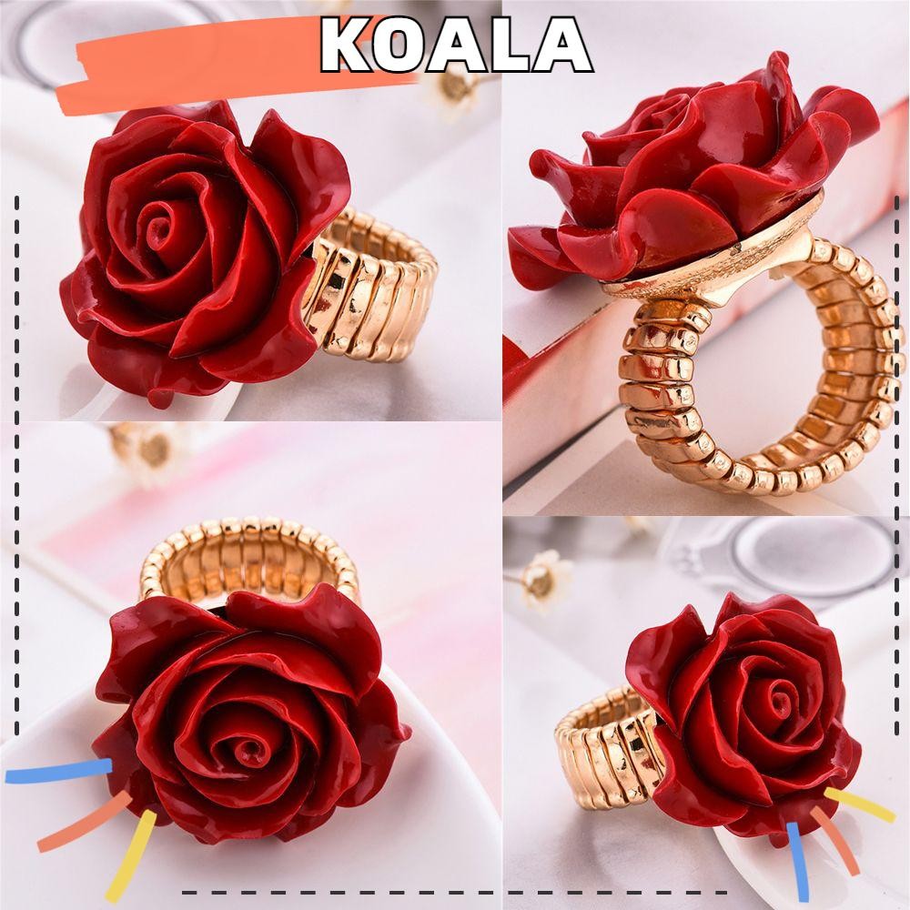 KOALL Rose Ring Feminino Flor Floral Ajustável Declaração De Festa De ...