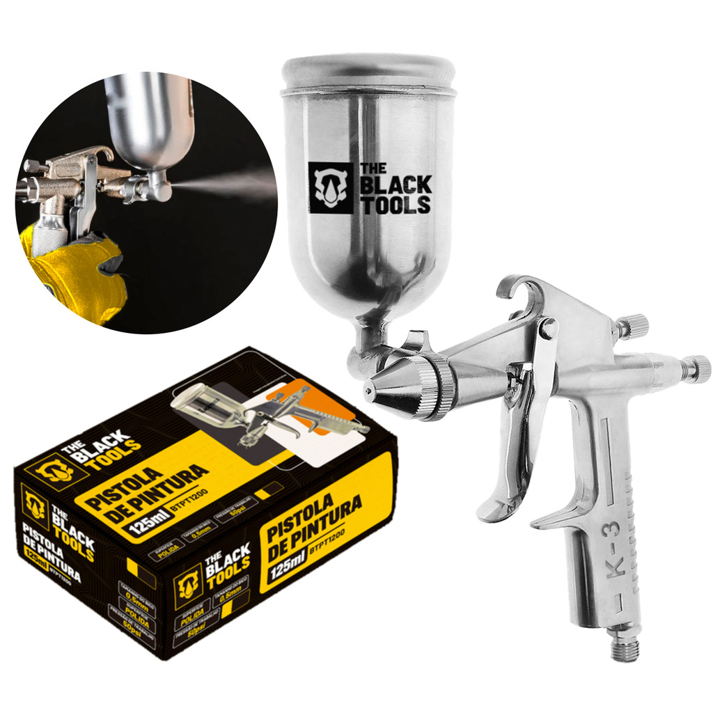 Pistola De Pintura Aerógrafo K3 De Gravidade Bico 0.5mm 125 Ml Btpt1200 ...