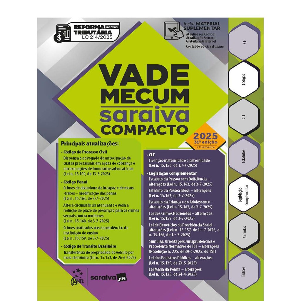 Vade Mecum Saraiva Compacto - 31ª Edição 2025 | Shopee Brasil