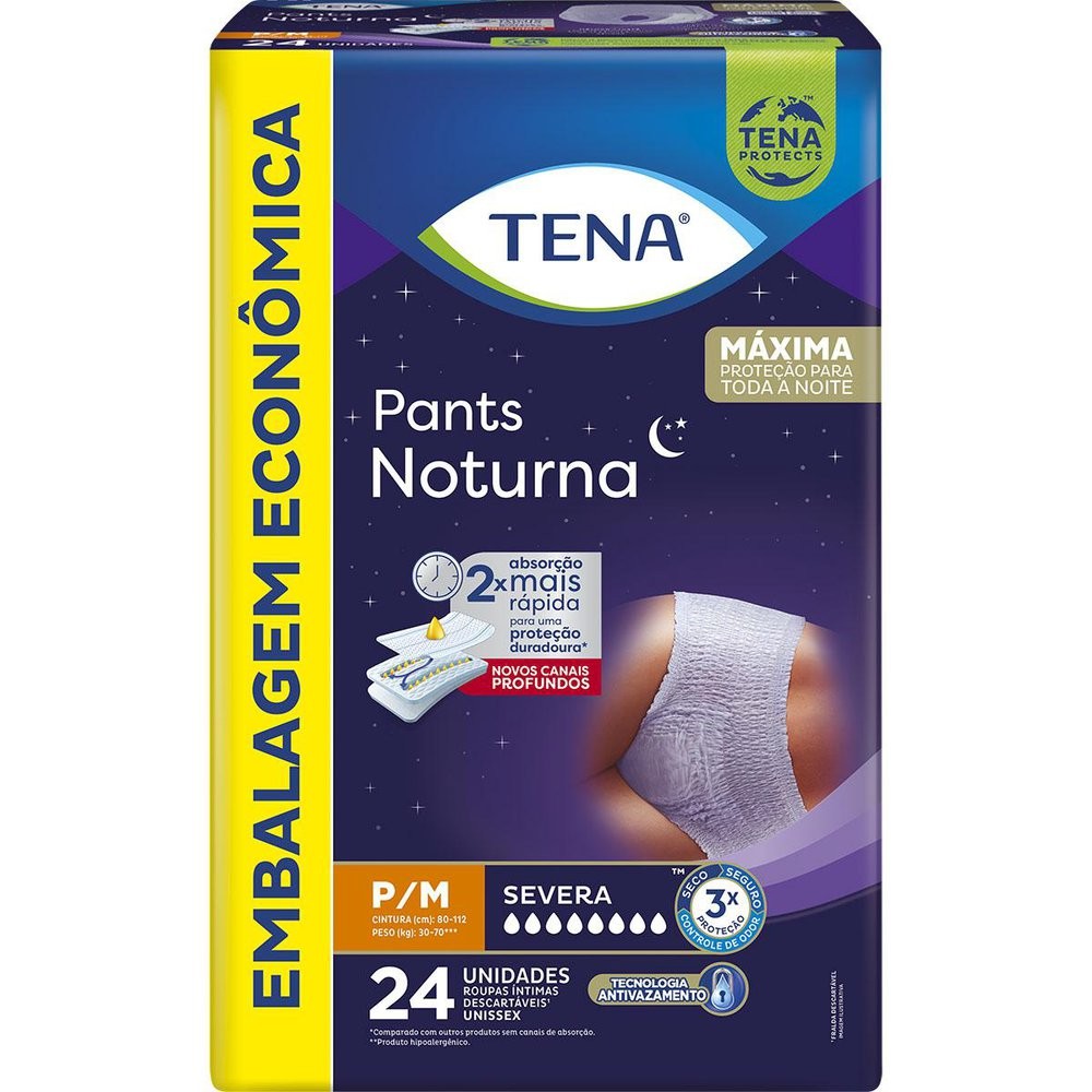Roupa Íntima Tena Pants Noturna P/M 24 Unidades Embalagem Econômica ...