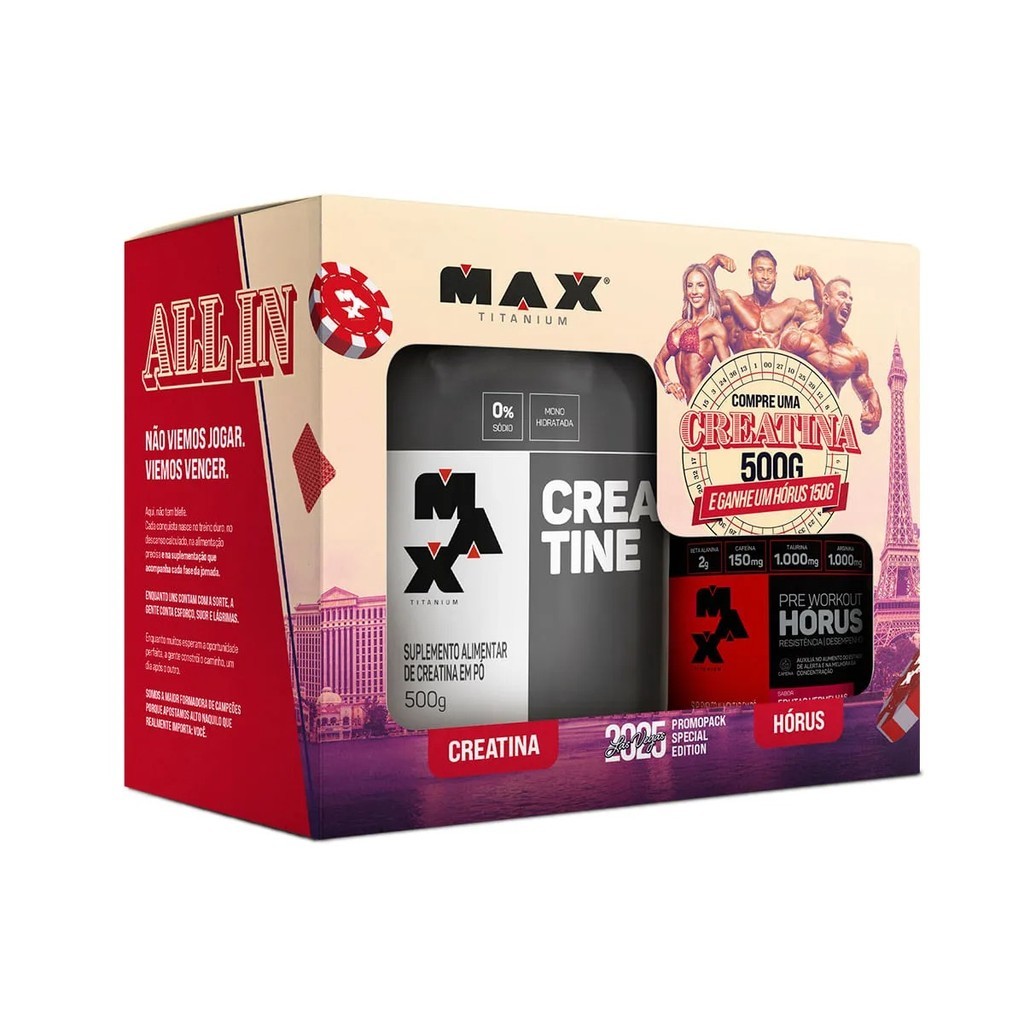 Kit Creatina 100% 500g + Pré Treino Hórus 150g Max Titanium Elite Team | Shopee Brasil