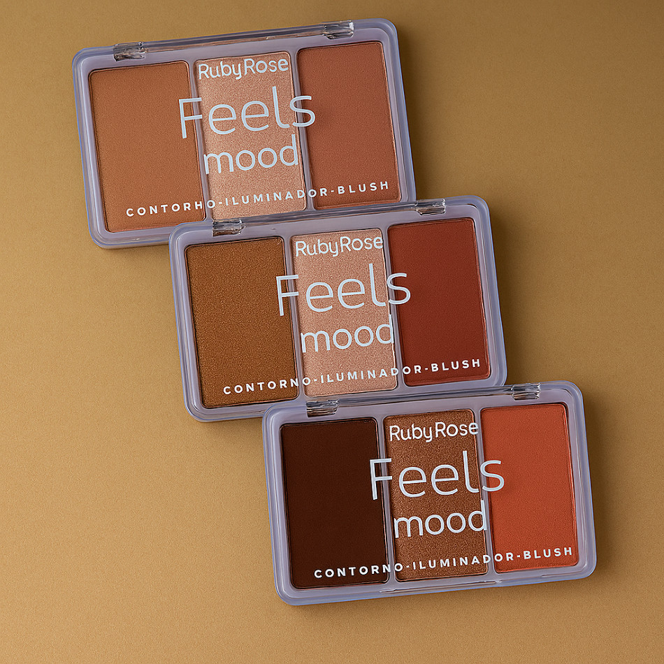 Paleta Blush Iluminador Contorno Multifuncional Feels Mood Ruby Rose ...
