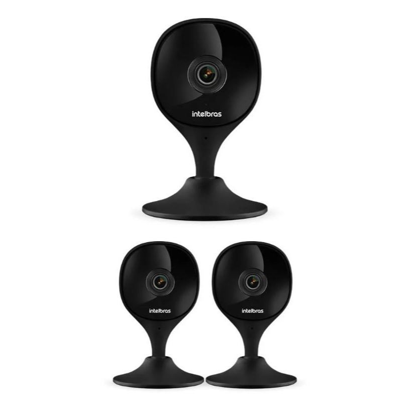 Kit 3 Câmeras Wifi Inteligente Full Hd C/Áudio e Microfone IMX C Black ...