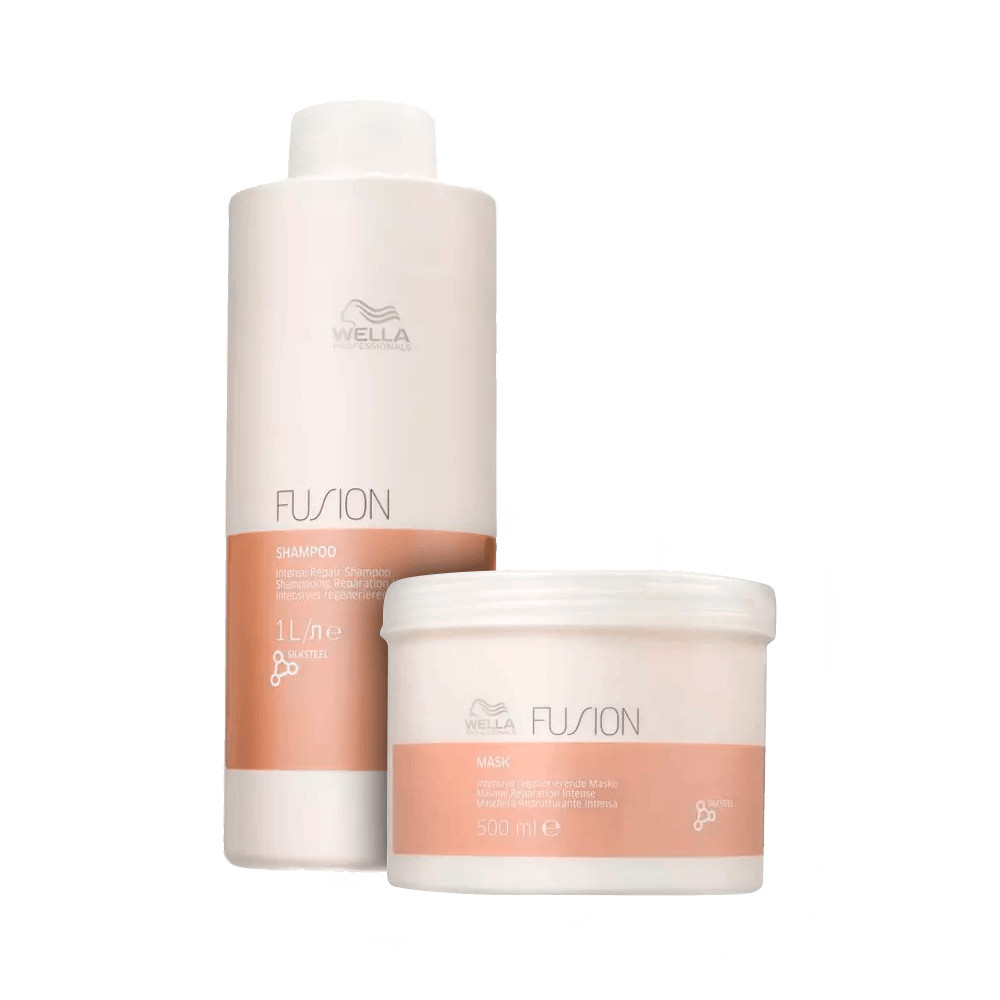 Kit Wella Shampoo 1000ml + Máscara Fusion 500g | Shopee Brasil
