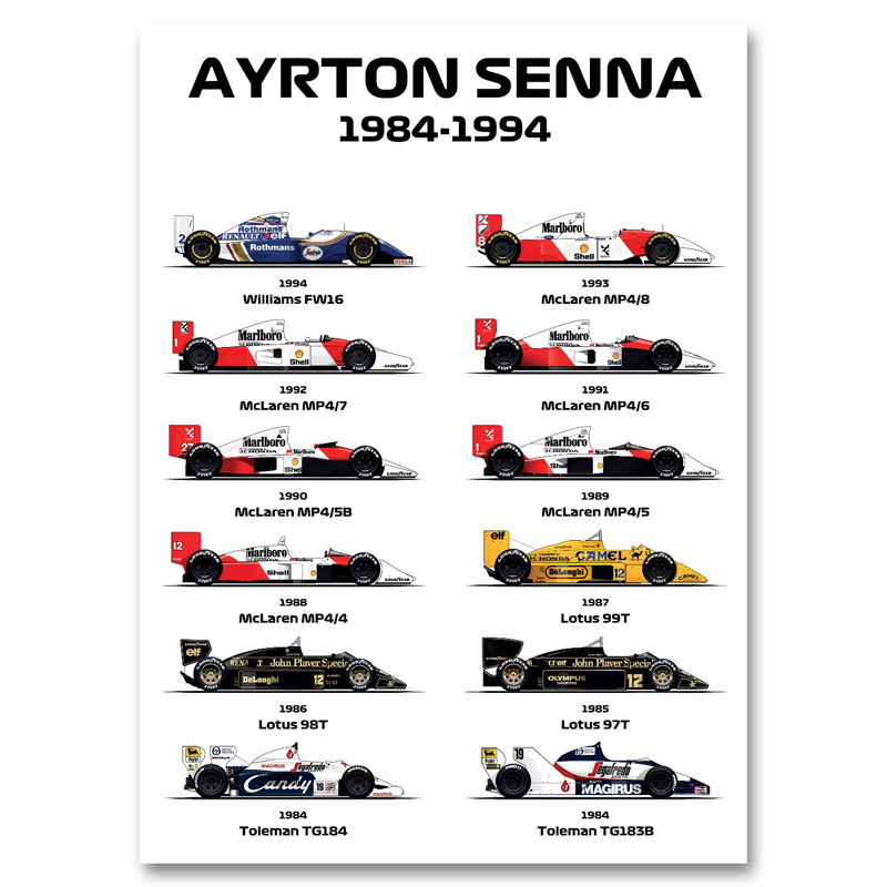 Pôster Carros Ayrton Senna Fórmula 1 - 50cm x 70cm | Shopee Brasil