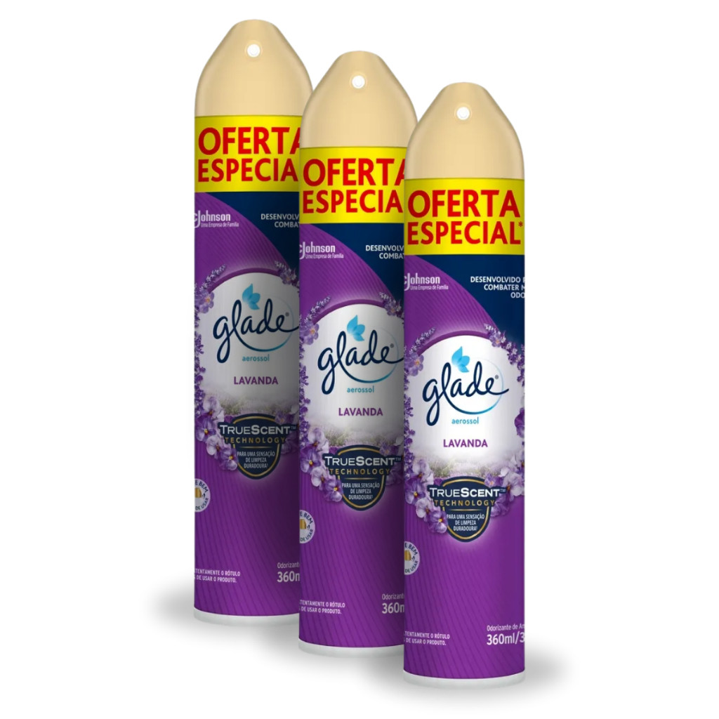 Kit 3 Glade Aromatizador de Ambiente Aerosol Lavanda 360ml | Shopee Brasil