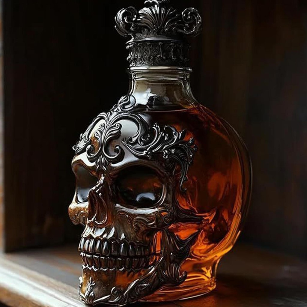 Skull Whiskey Decanter Skull Shaped Whiskey Decanter Bottle Handcrafted ...