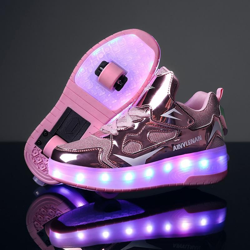 Patins de Rodas com Luzes LED, Patins de Duas Rodas para Jovens ...