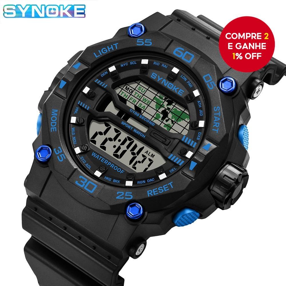 SYNOKE Relógio Masculino Alarme Cronógrafo Multifuncional Esportivo Digital Eletrônico | Shopee ...