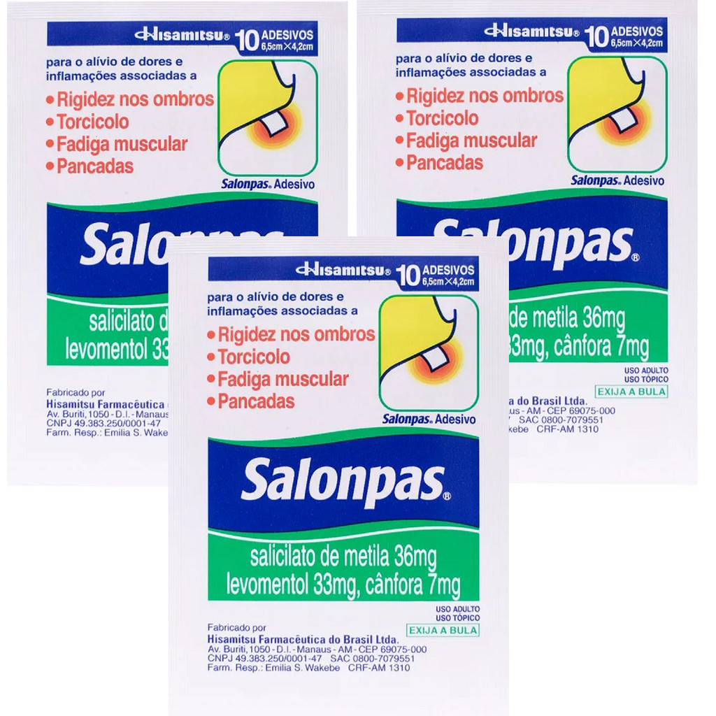 Kit 3 Adesivo Salonpas Pequeno Com 10 Unidades - Hisamitsu | Shopee Brasil