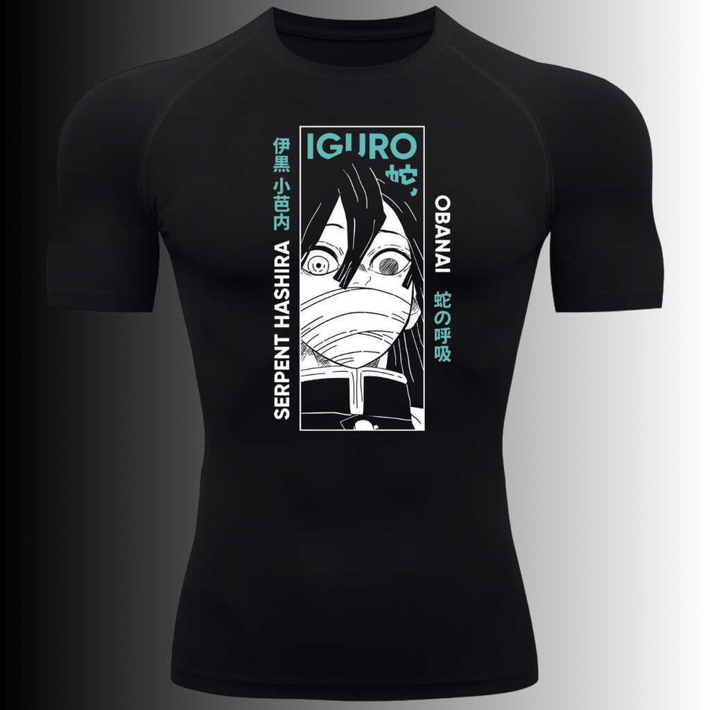 Camiseta Compressão Curta Anime Demon Slayer Kimetsu Obanai Iguro ...