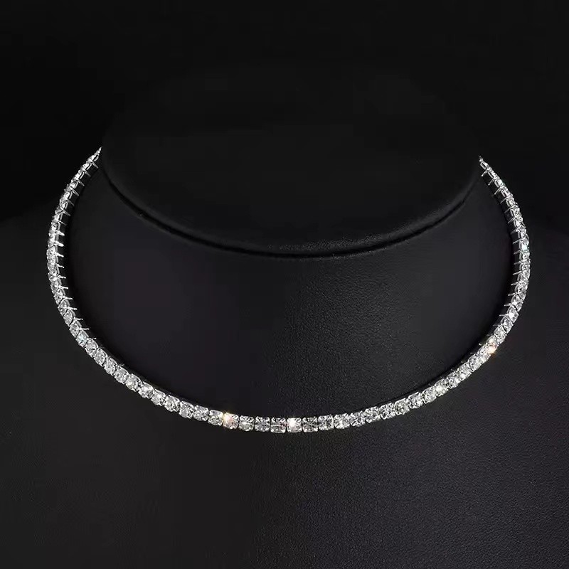 Colar de strass para feminina moda para festa modelo dupla camada ...