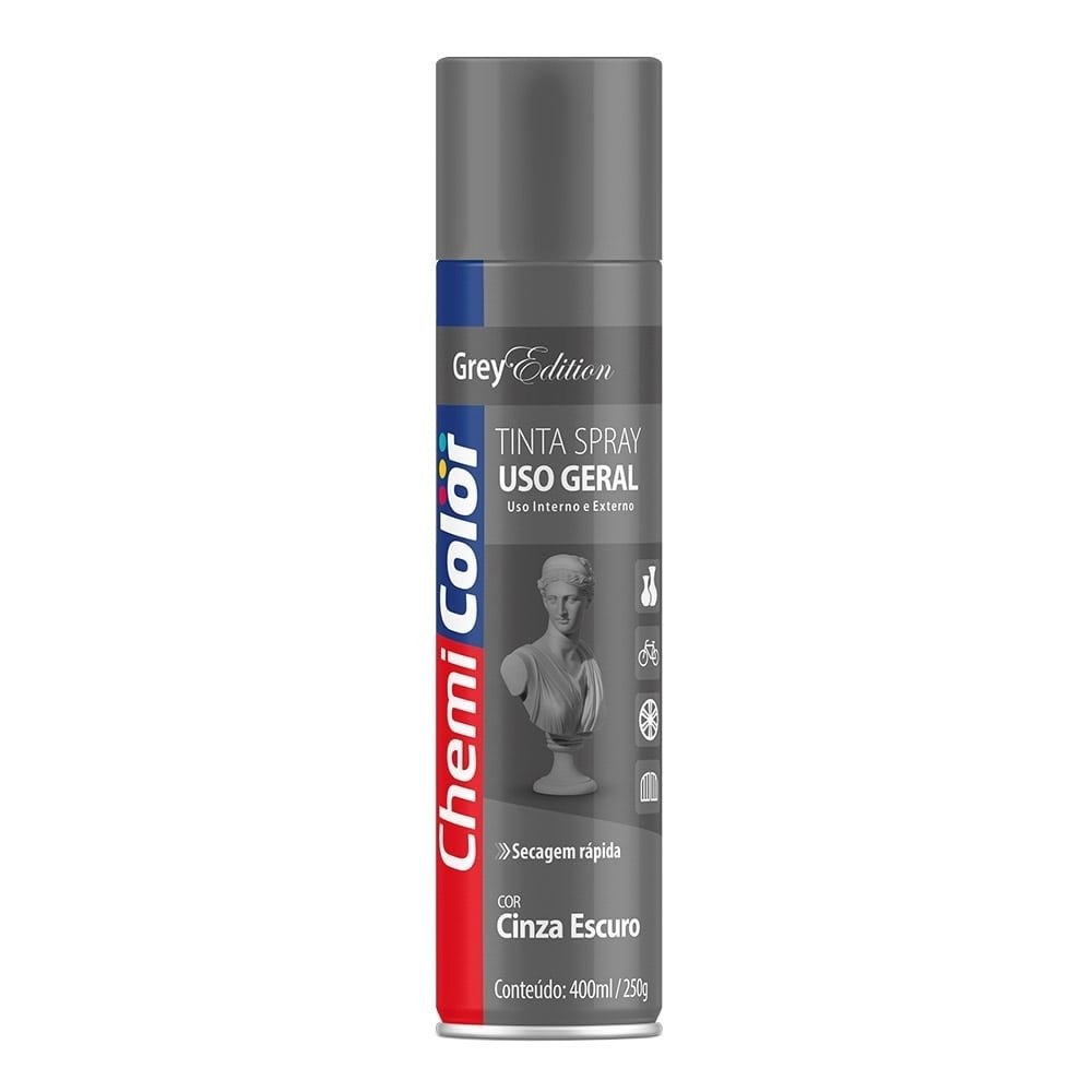 Tinta Spray Uso Geral Cinza Escuro 400ml - Chemicolor | Shopee Brasil